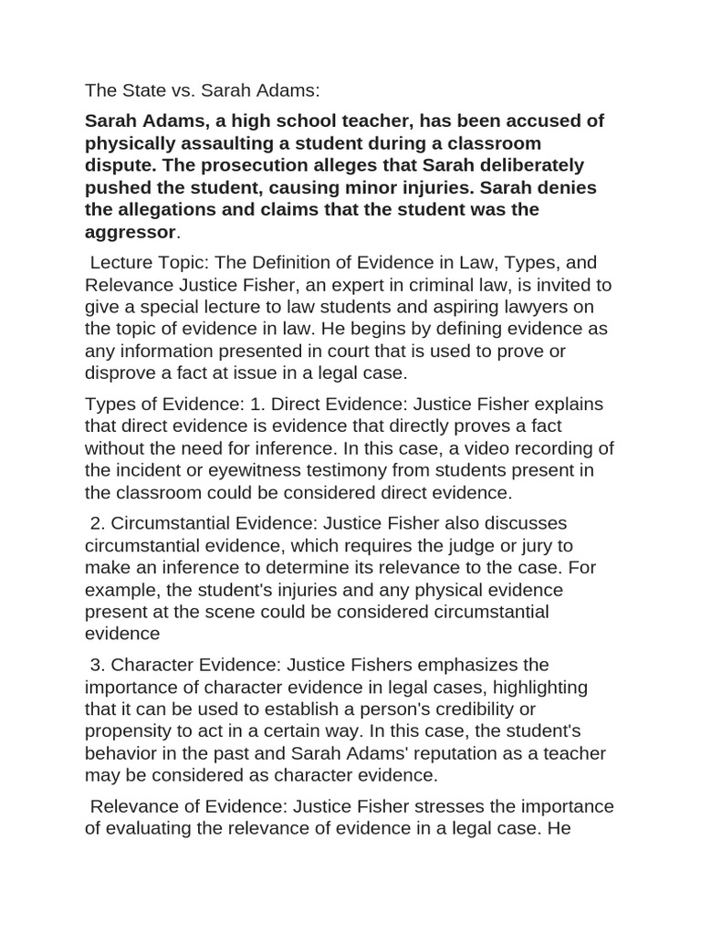 case scenarion on the difinition,types and relevance of the lw of ...