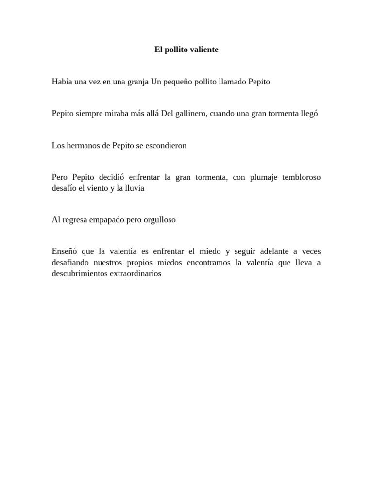 El pollito valiente: un cuento de coraje | PDF