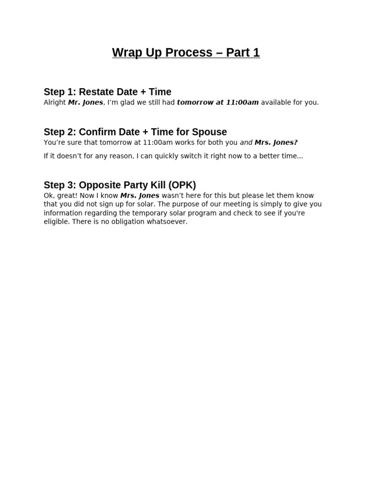 New Wrap Up Process 5.5.23 | PDF