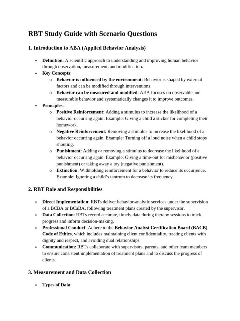 RBT Study Guide With Scenario Questions | PDF