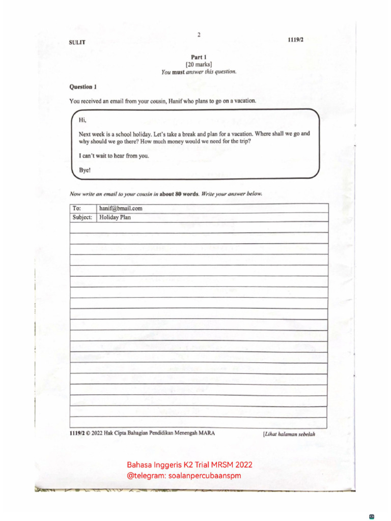 Bahasa Inggeris K2 MRSM 2022 | PDF