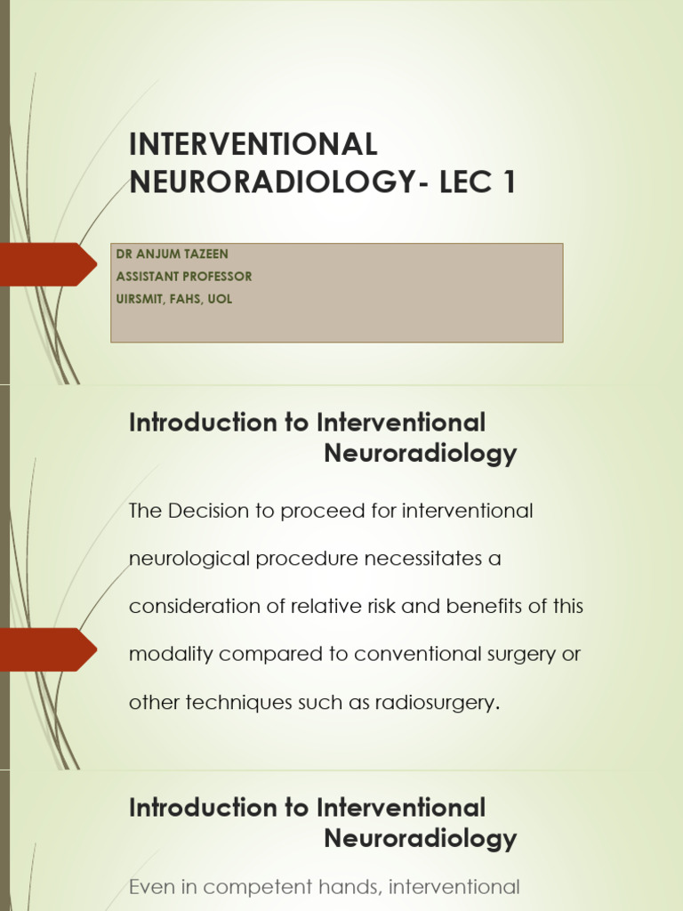1 Interventions Neuroradiology | PDF | Angiography | Interventional ...