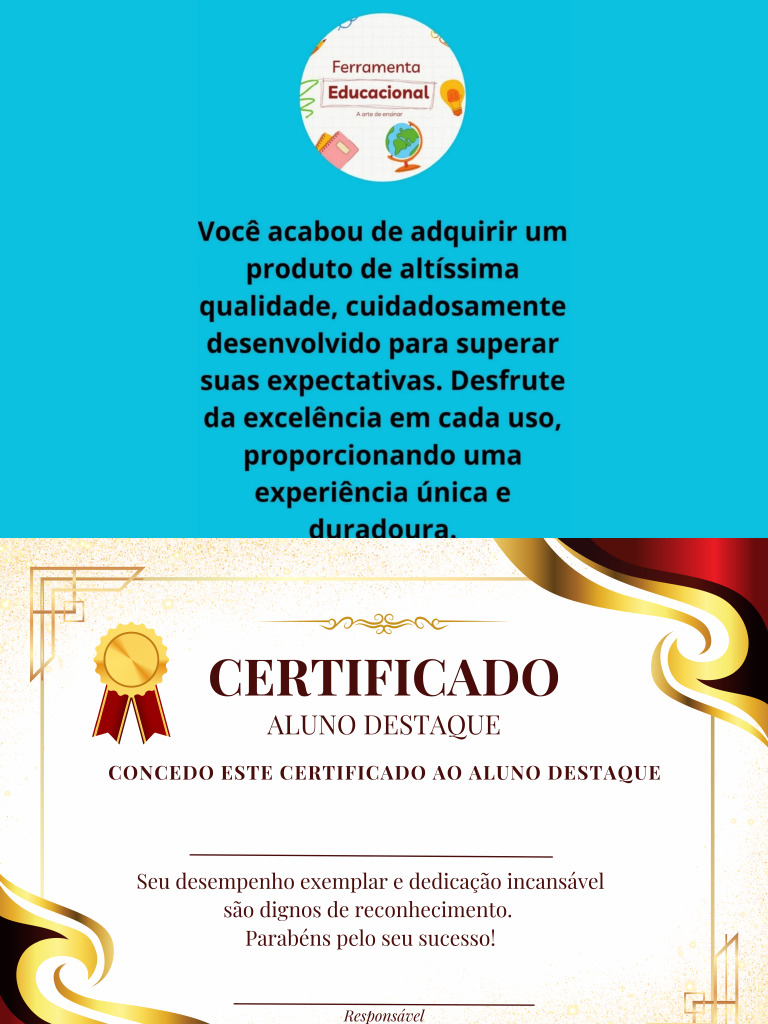 Certificado+Aluno+Destaque +Arquivo+Pago +Ferramenta+Educacional | PDF