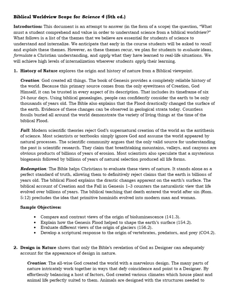 S4 - 5 Biblical Worldview Scope | PDF | Science | God