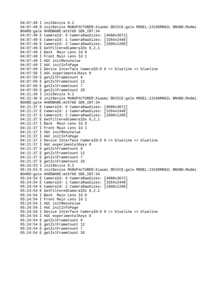 Xiaomi Camera Debug Log | PDF