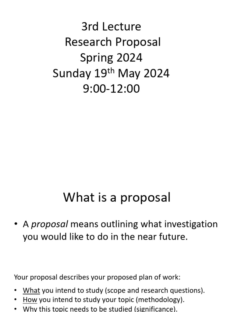 3rd Lecture Research Proposal Spring 2024 | PDF | Methodology | Cognition