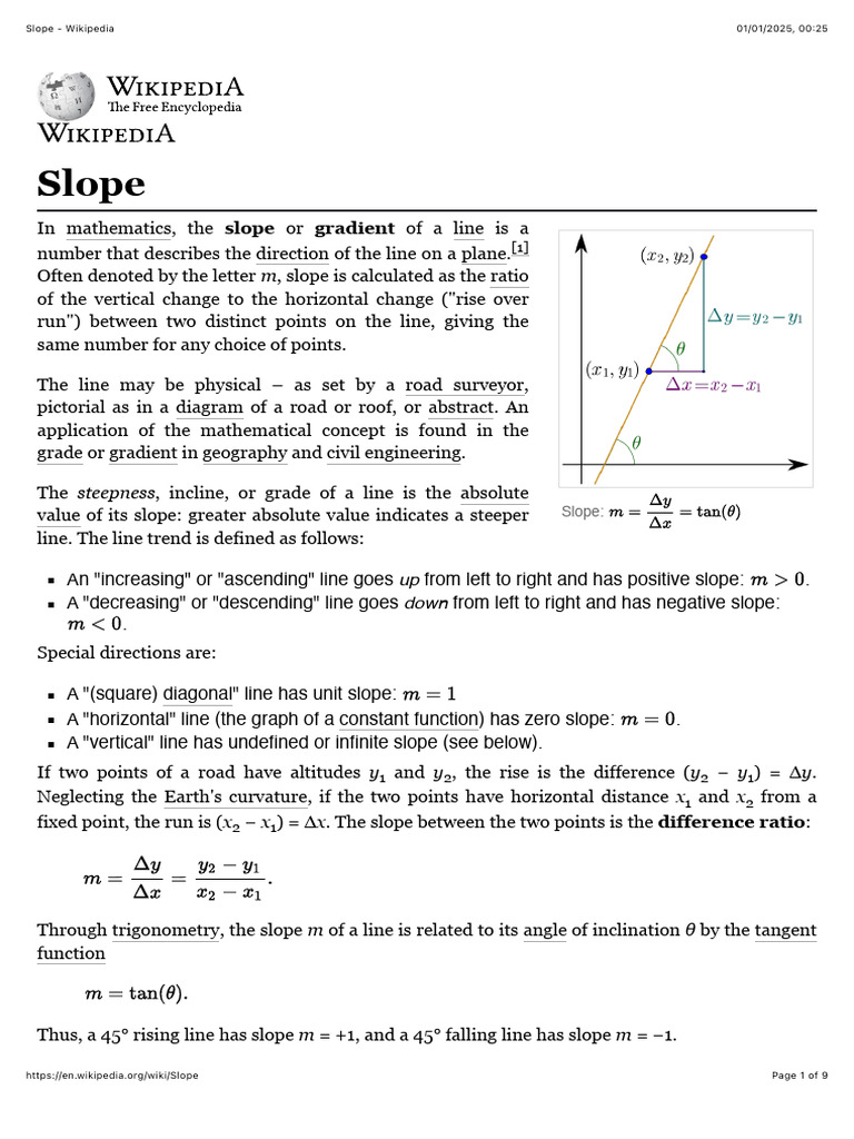Slope | PDF | Slope | Line (Geometry)