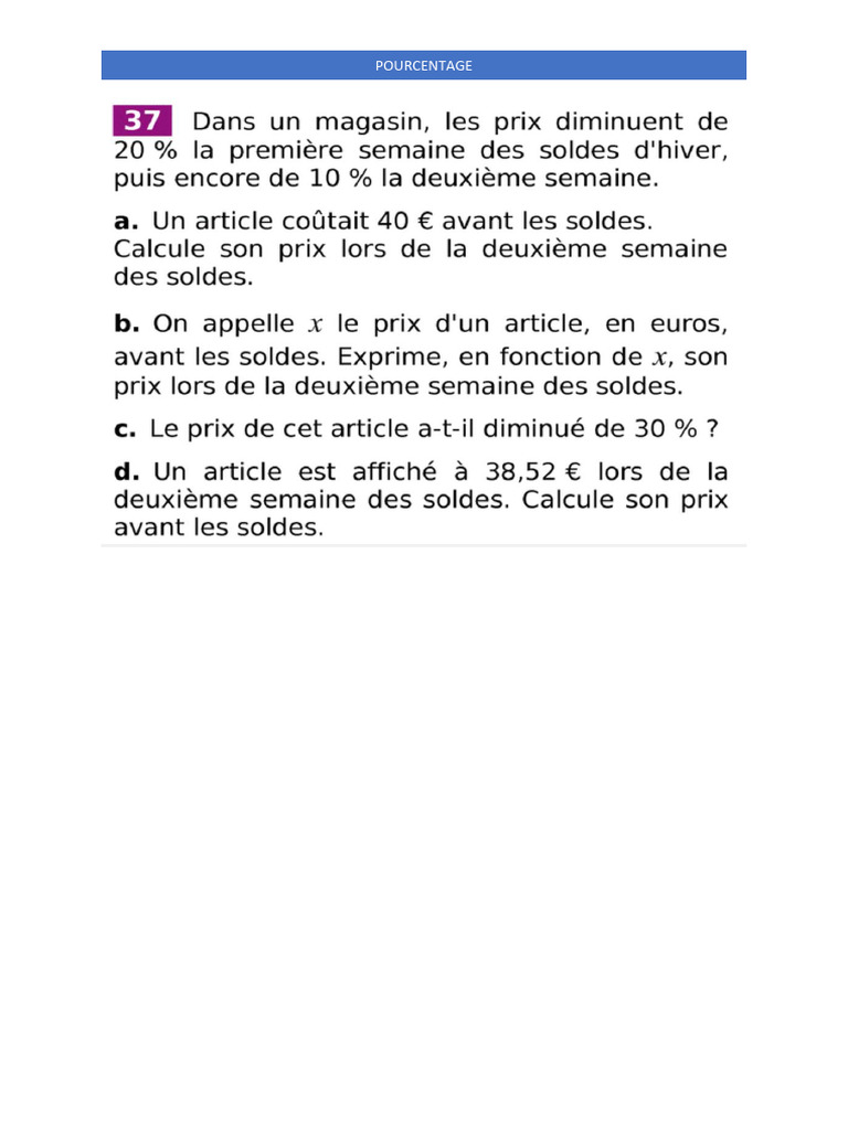 Pourcentages | PDF