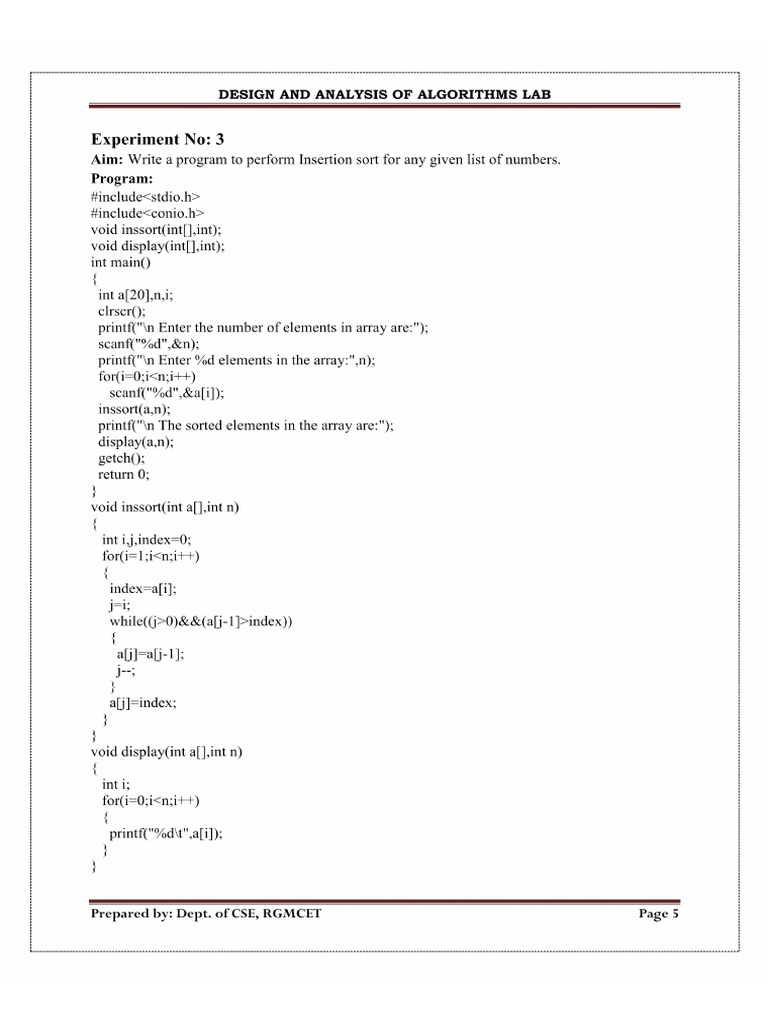 Daa Experiment | PDF