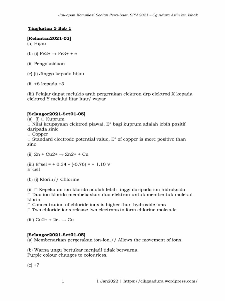 Kompilasi Jawapan Ting 5 K2 Topikal Kimia Pdf