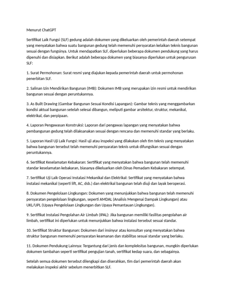 Sertifikat Laik Fungsi | PDF