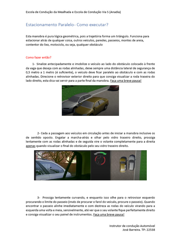 Como Estacionar em Paralelo com Segurança | PDF | Tráfego