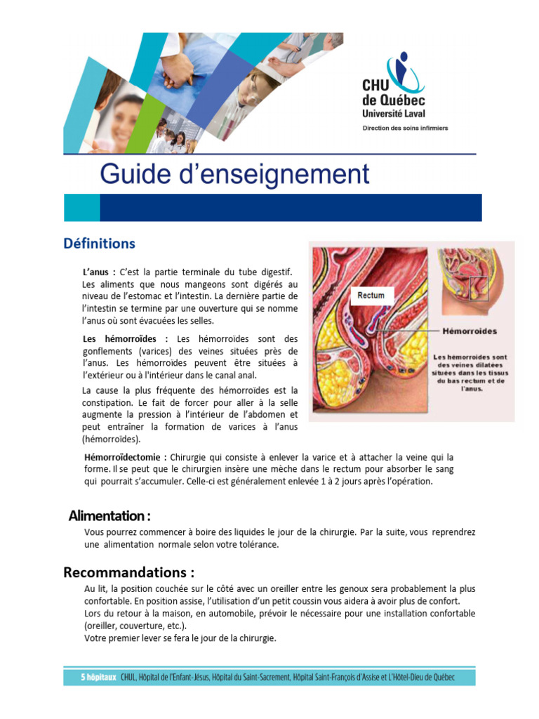 Guide sur l'hémorroïdectomie | PDF | Pathologie hémorroïdaire ...