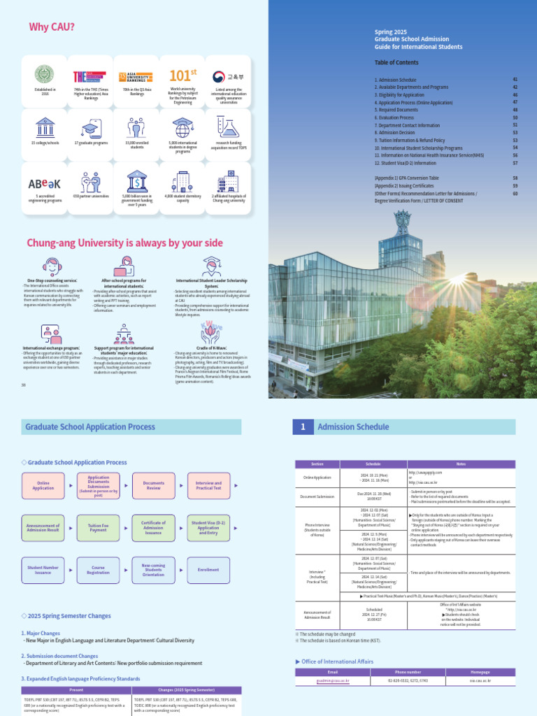 CAU: Int'l Student Admission Guide | PDF | Medicine | Test Of English ...