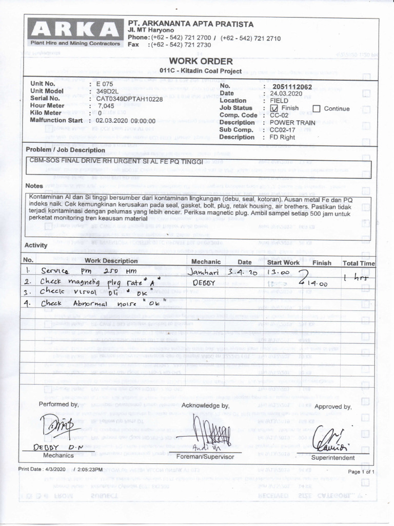 WO CBM FINAL DRIVE RH E 075 | PDF