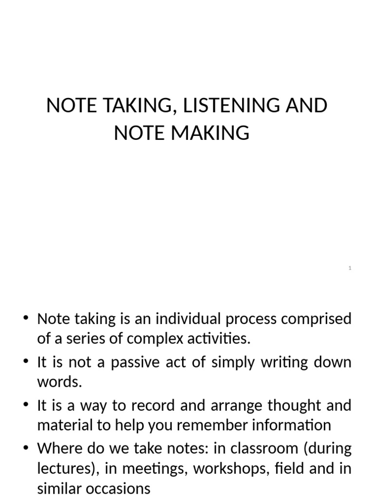 Effective Note Taking & Listening Skills | PDF | Learning | Attention