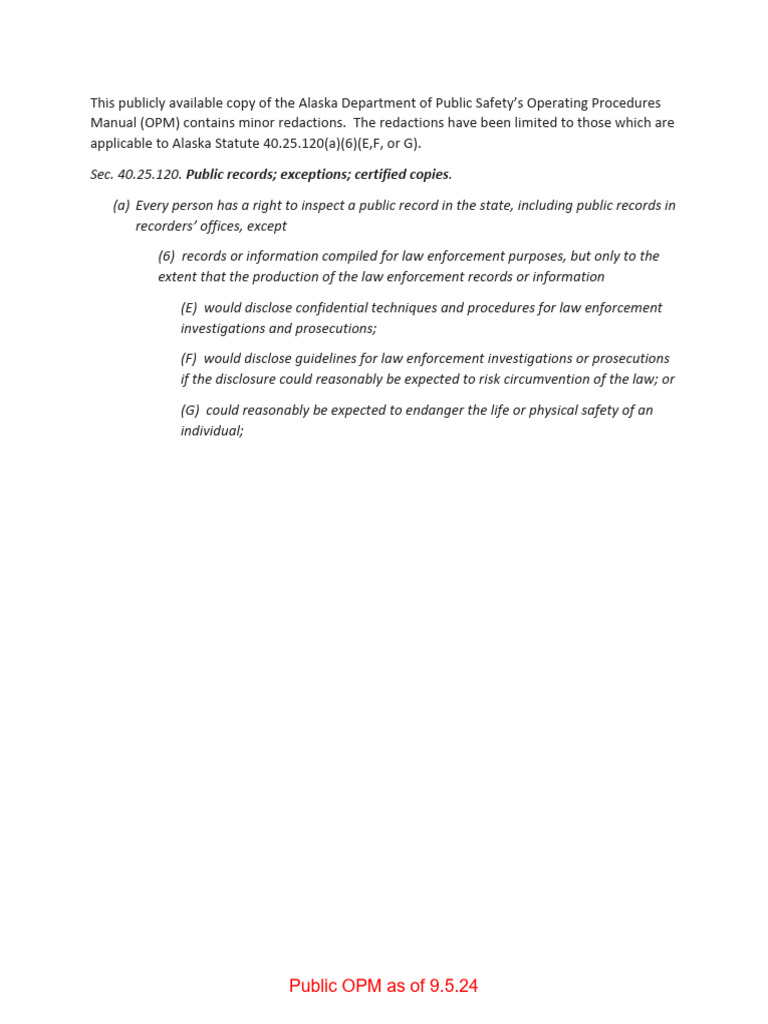 Complete OPM 9-5-24 Redacted | PDF | Police | Arrest