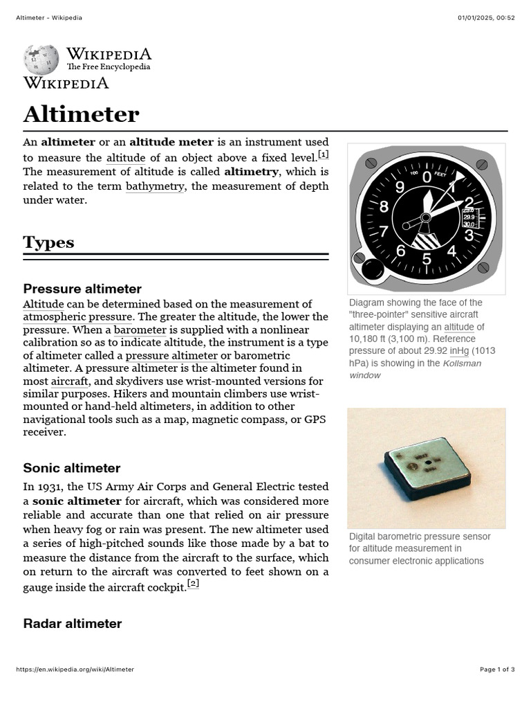 Altimeter | PDF | Altimeter | Measuring Instrument