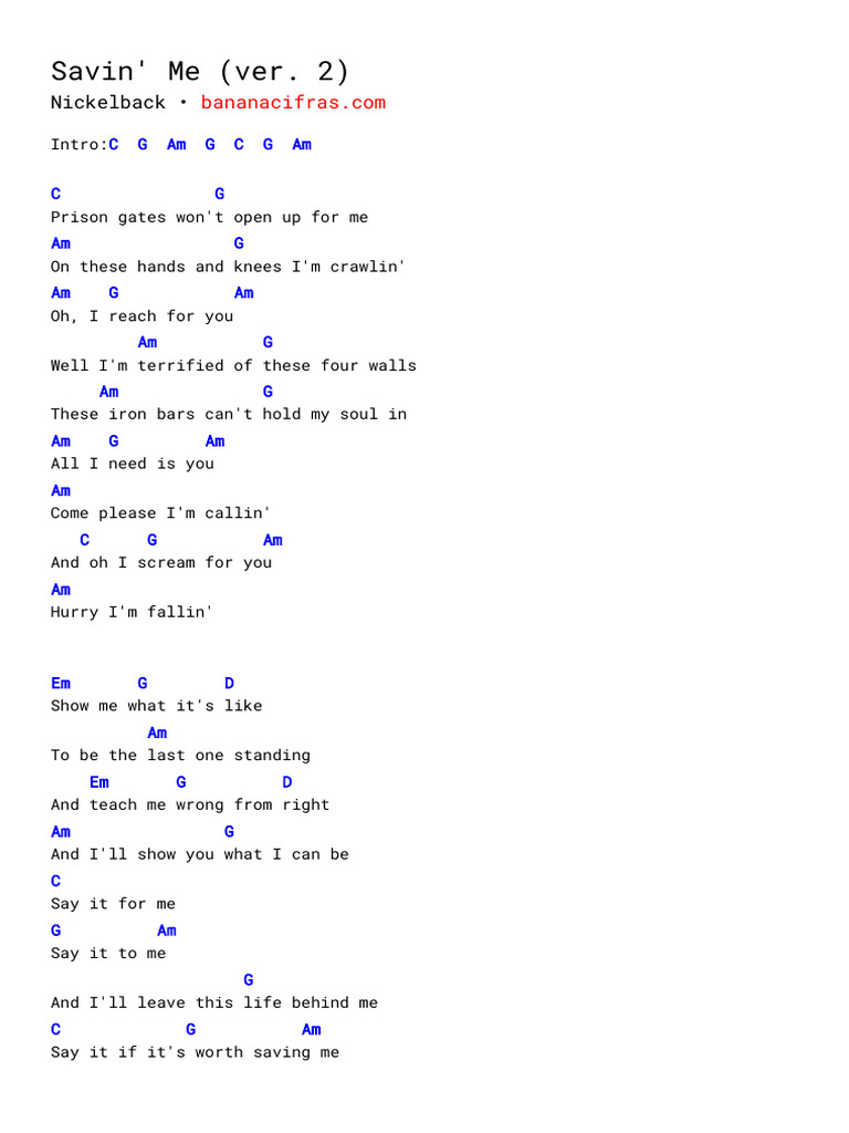 Nickelback Savin Me C Pdf
