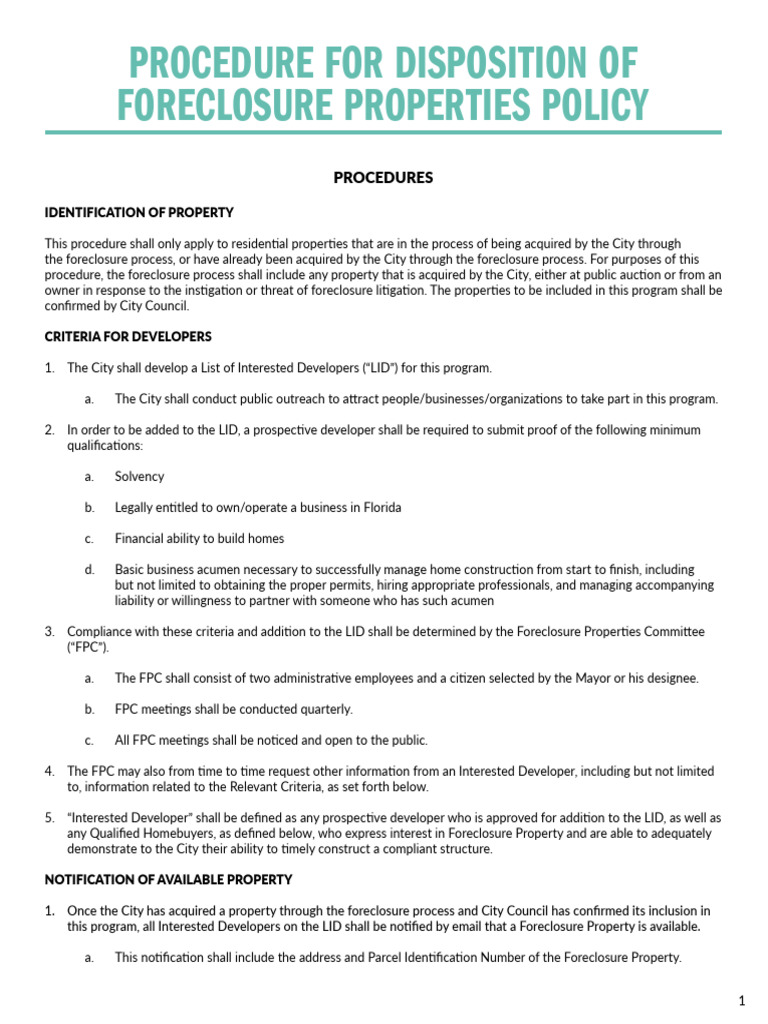 Affordable Housing Lot Disposition Procedures and Application | PDF ...