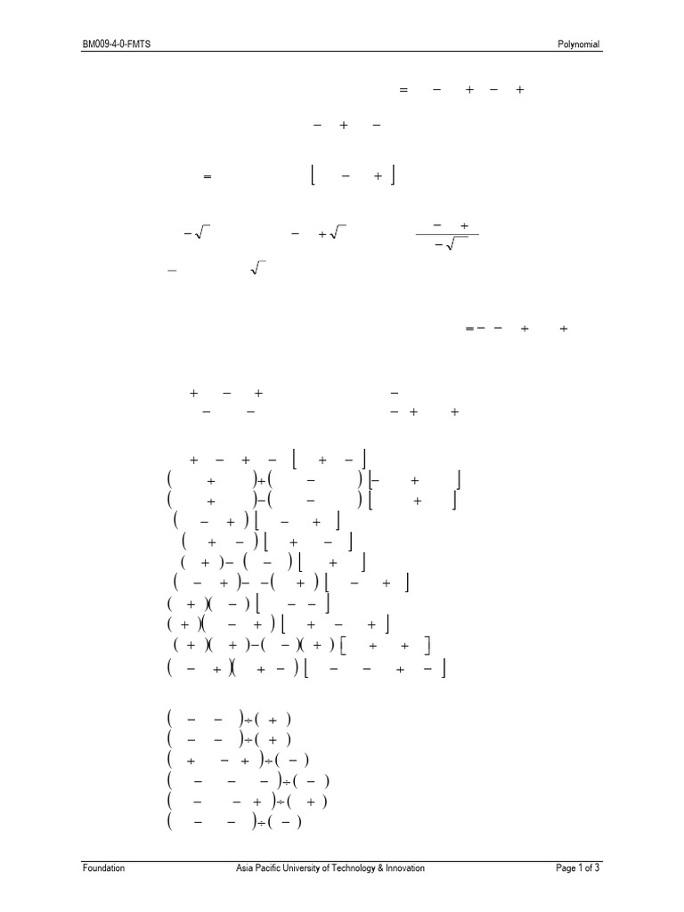 FMTS Chapter 2 Polynomial | PDF | Polynomial | Algebra