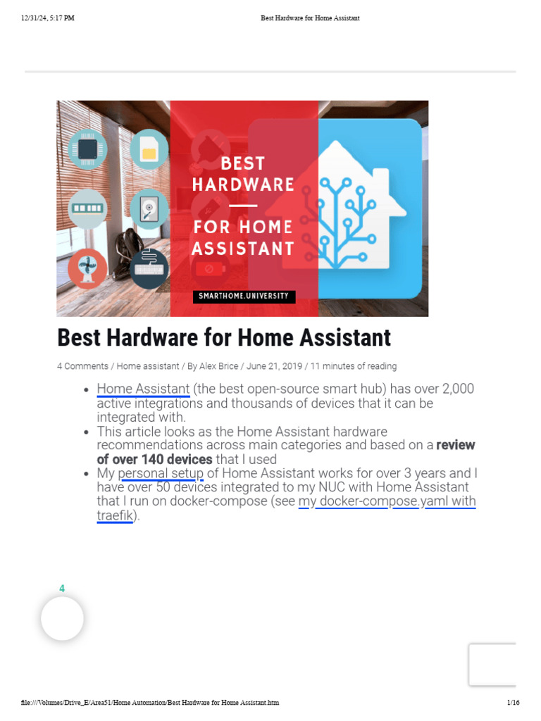 Best Hardware For Home Assistant | PDF | Home Automation | Computing