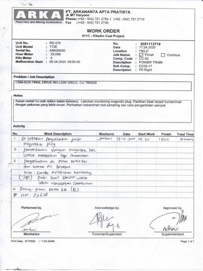 WO CBM FINAL DRIVE RH-LH RD 075 | PDF