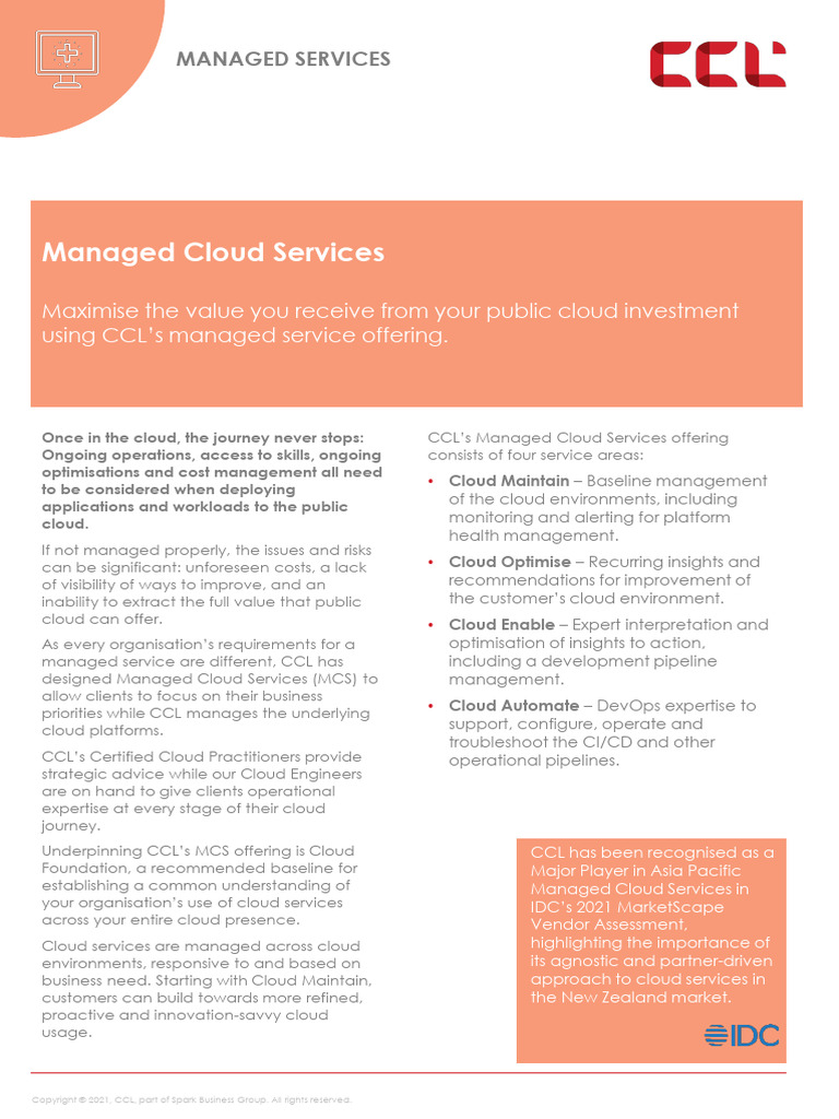 CCL - Managed Services - Managed Cloud Services | PDF | Cloud Computing | Information Technology