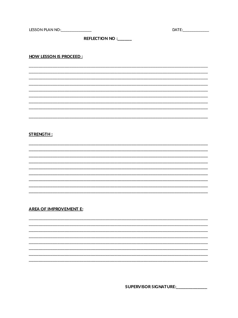 Lesson Plan Reflection Template | PDF