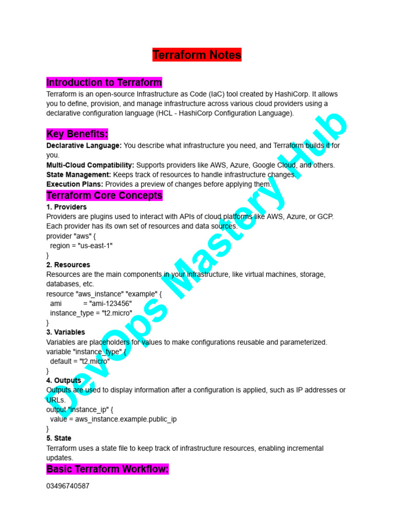 Terraform notes by Tahira (CEO of DevOps Mastery Hub) | PDF | Cloud ...