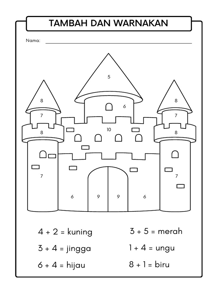 Fairytale Color by Number Worksheet | PDF