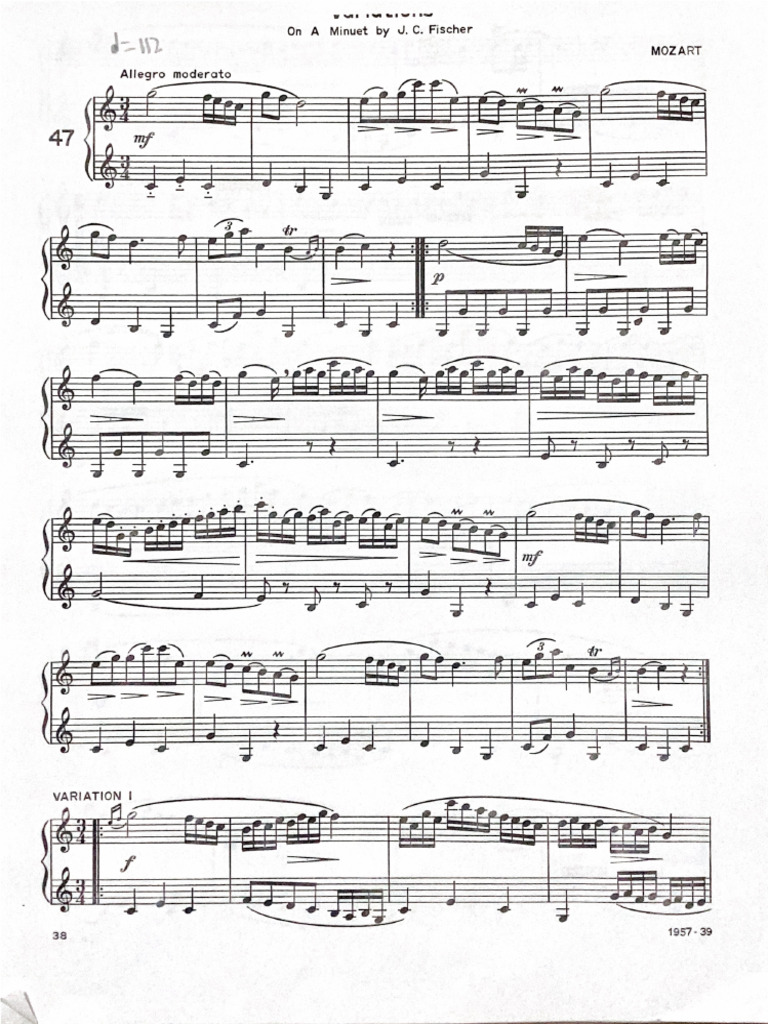 Variations On A Minuet by J.C. Fischer | PDF
