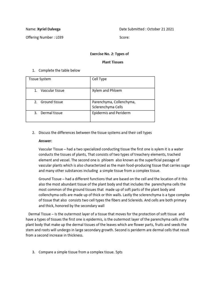 Botany Laboratory | PDF | Tissue (Biology) | Histology