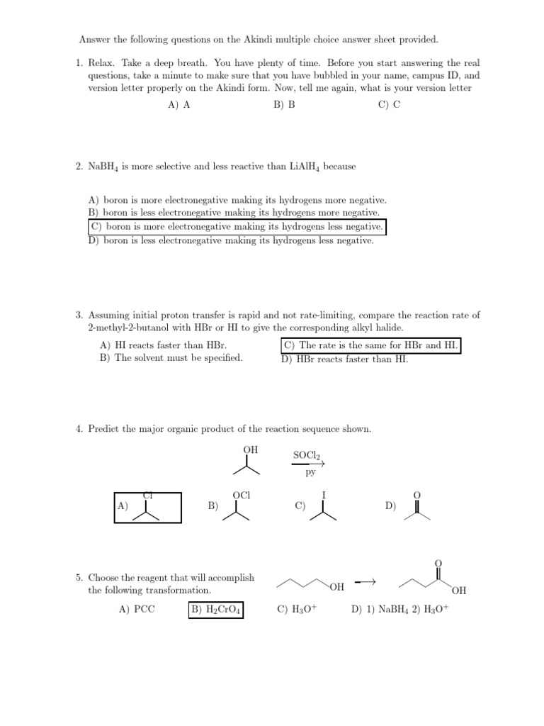 Ch. 12 Practice Final Key | PDF | Ether | Hydrogen
