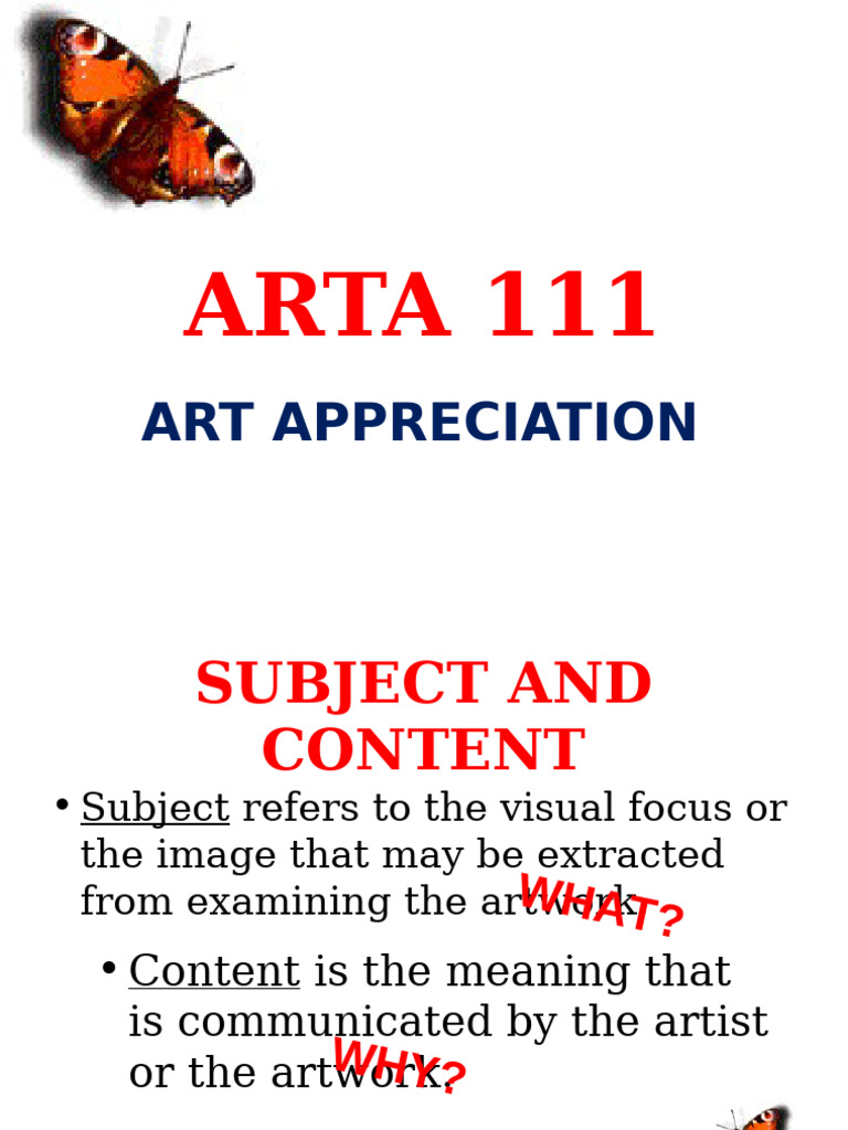 ARTA 111 Subject and Content | PDF | The Arts