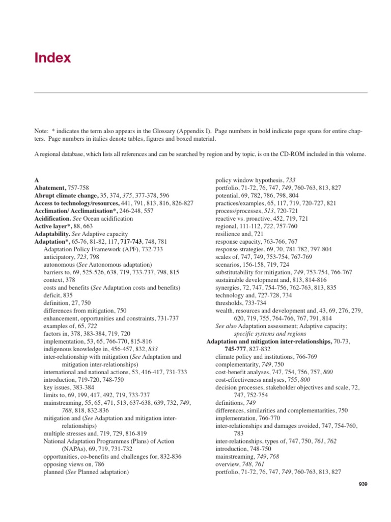 Index: See Also Adaptation Assessment Adaptive Capacity Specific ...