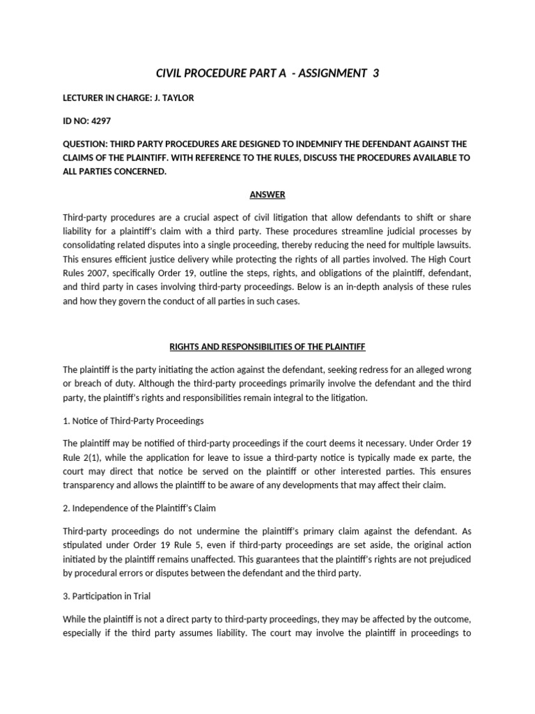 Third Party Proceedings-1 | PDF | Lawsuit | Judgment (Law)