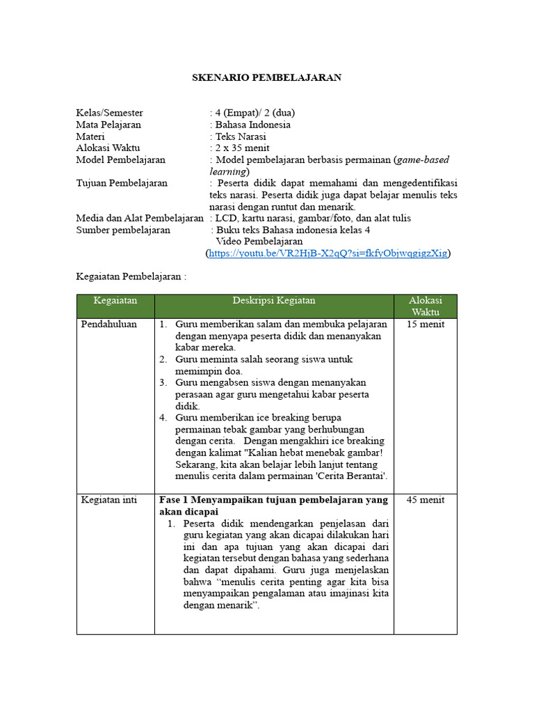Skenario Pembelajaran | PDF