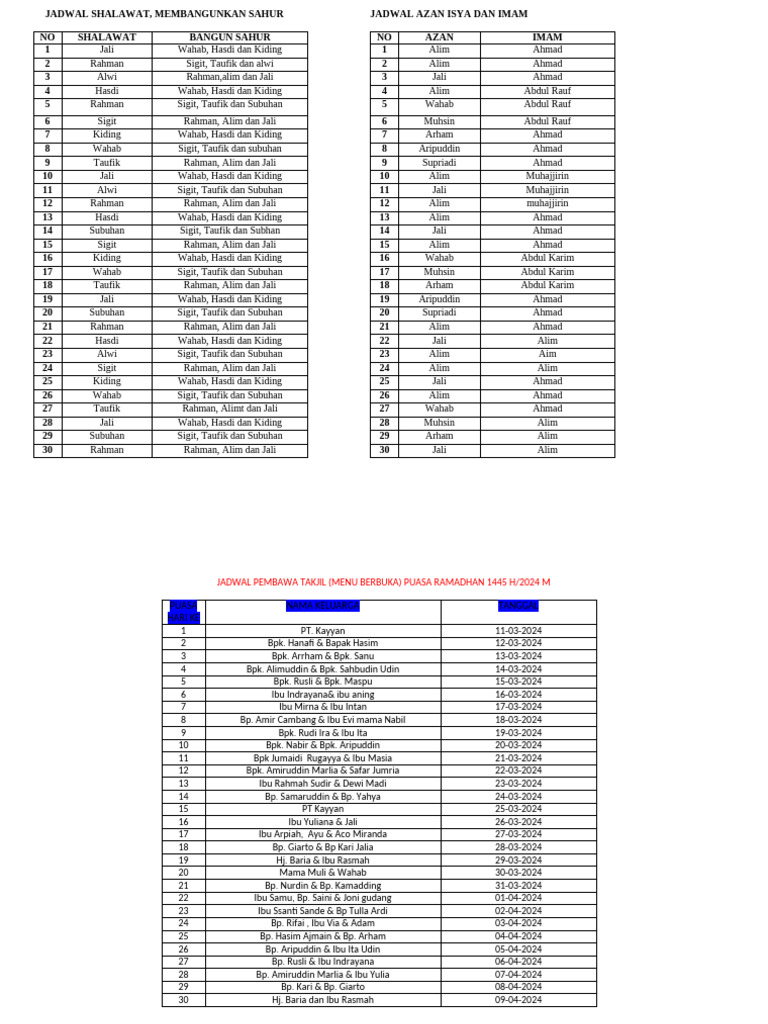 Jadwal PUASA 2024 | PDF