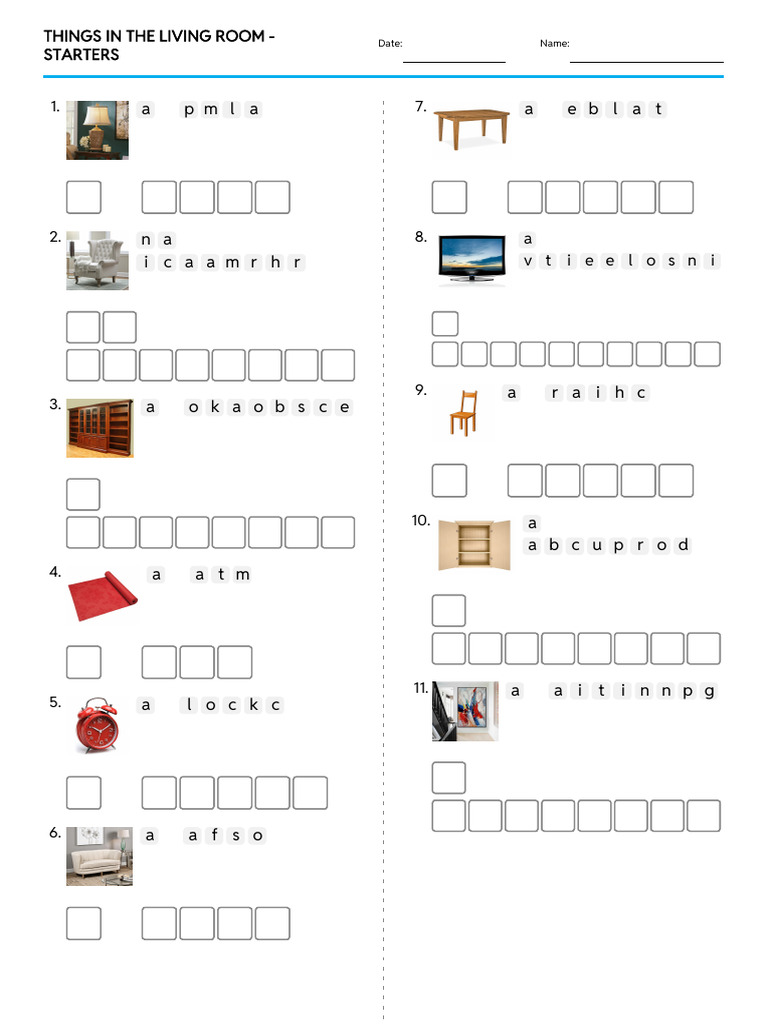 Things in The Living Room Starters Anagram | PDF