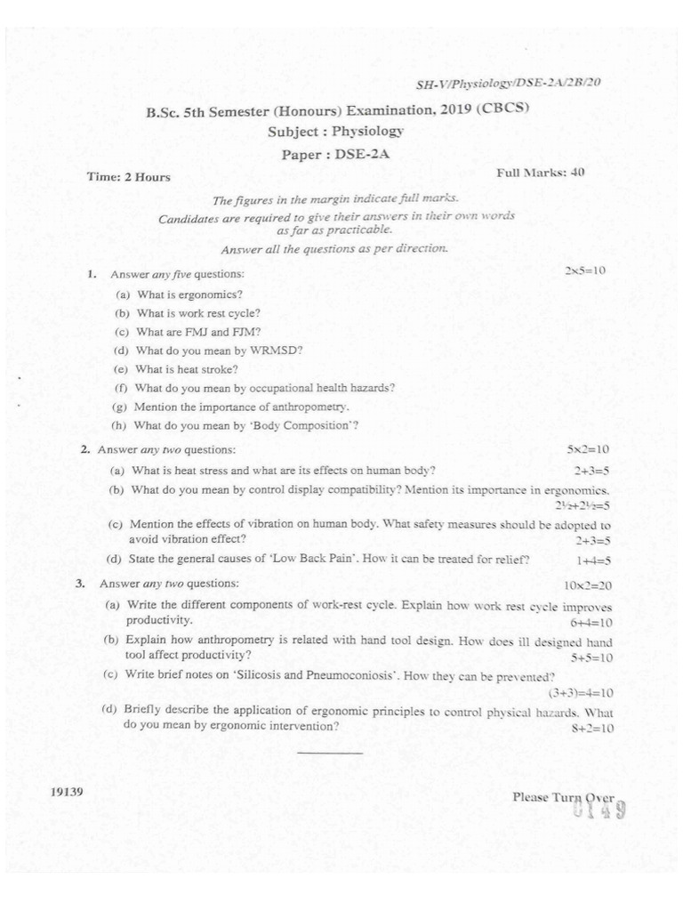 Physiology-DSE-2A-2B-2019 | PDF