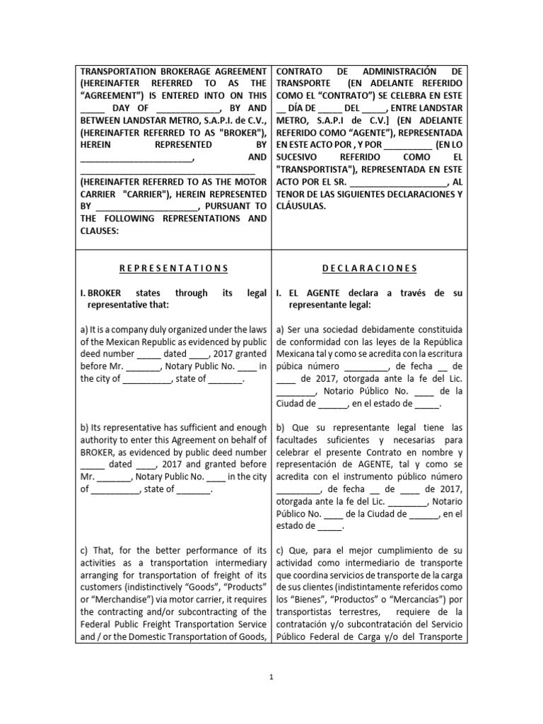 Landstar Metro - Machote TBC | PDF | Ley común