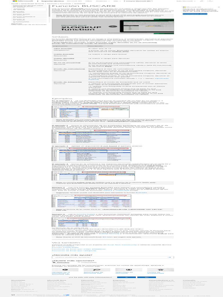 Función BUSCARX - Soporte Técnico de Microsoft | PDF | Microsoft | Microsoft Excel