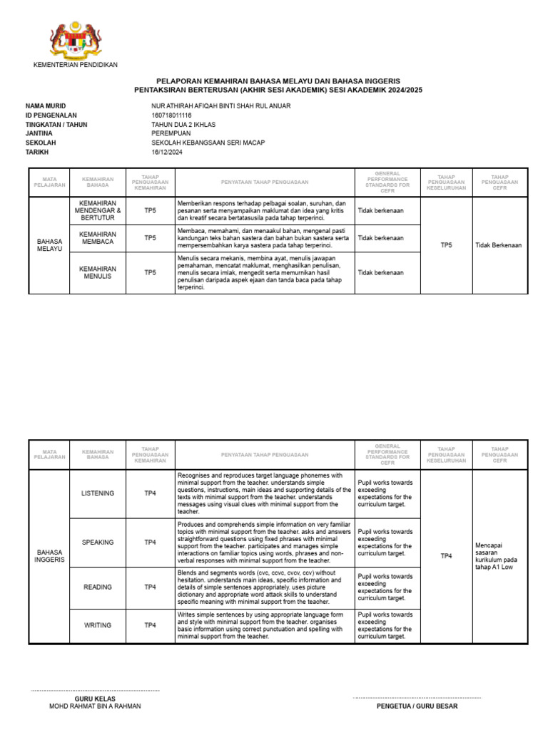 Athirah PBD Kemahiran BM Bi Akhir | PDF | Lexicology | Applied Linguistics