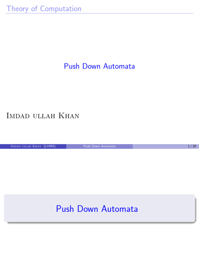 Push Down Automata With Exampless | PDF | Automata Theory | Theory Of Computation