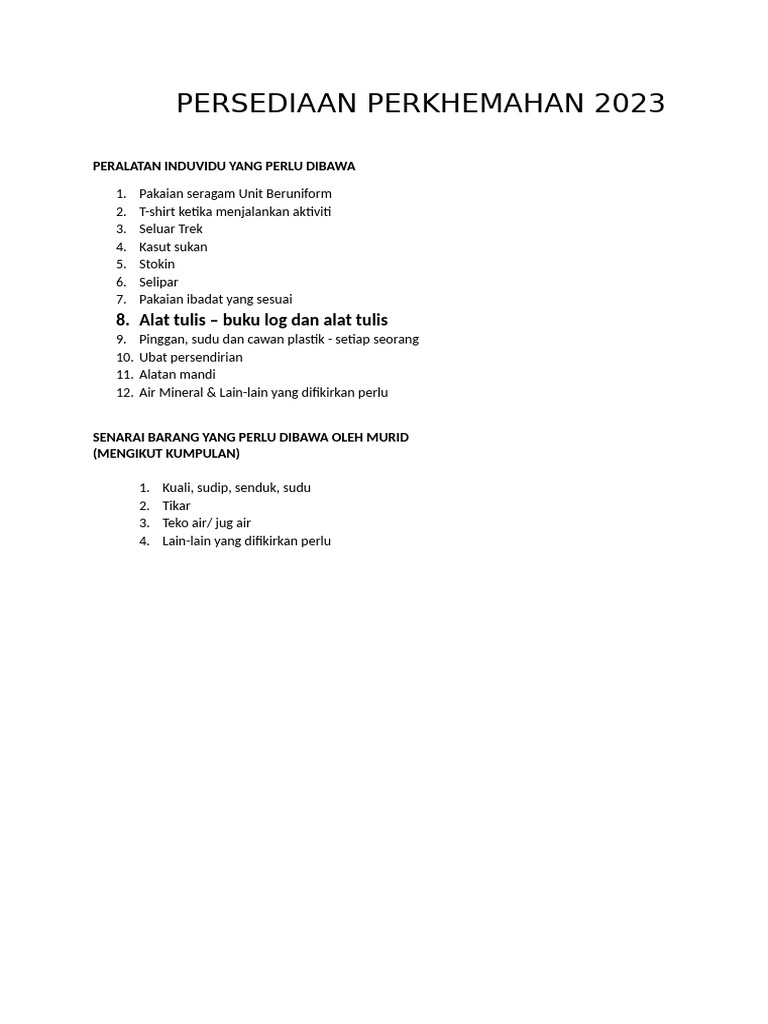Aktiviti Perkhemahan | PDF