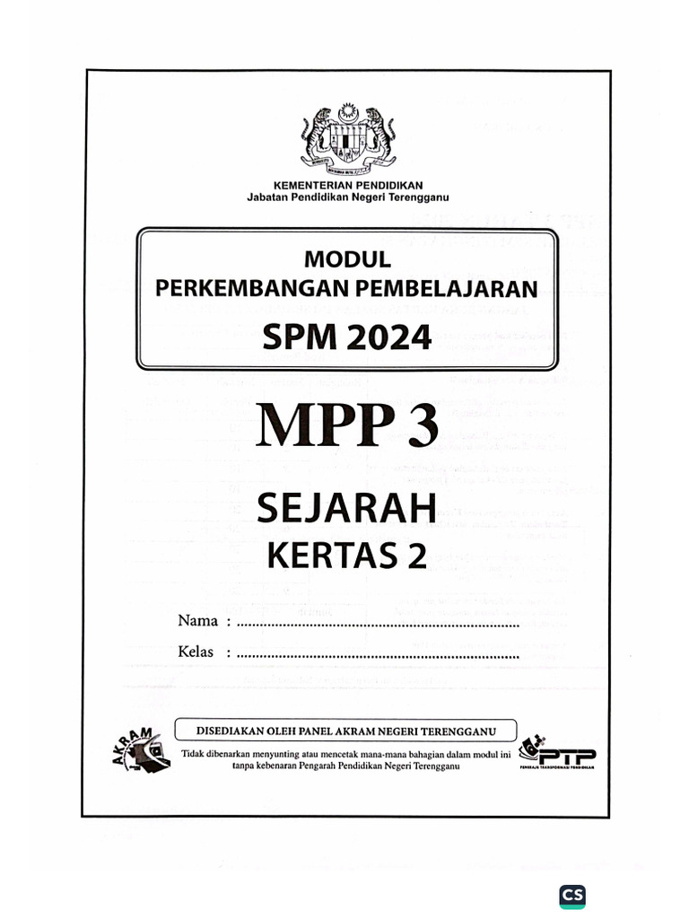Trial K2 Sejarah SPM 2024 - Terengganu | PDF