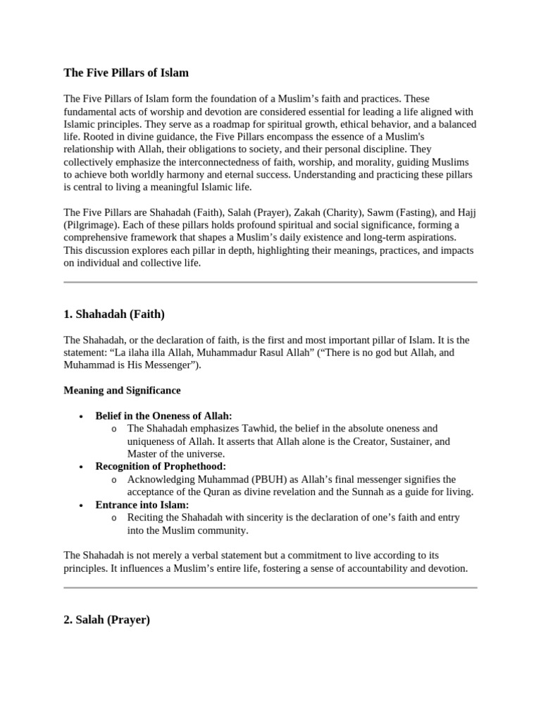 The Five Pillars of Islam | PDF | Hajj | Ramadan