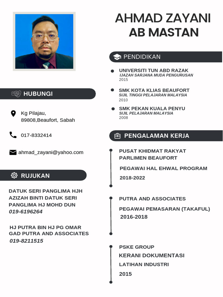 Resume Ahmad Zayani Ab Mastan | PDF