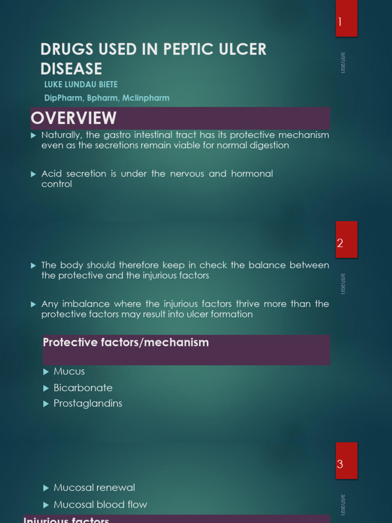 Drugs used in peptic Ulcer disease | PDF | Gastroesophageal Reflux ...